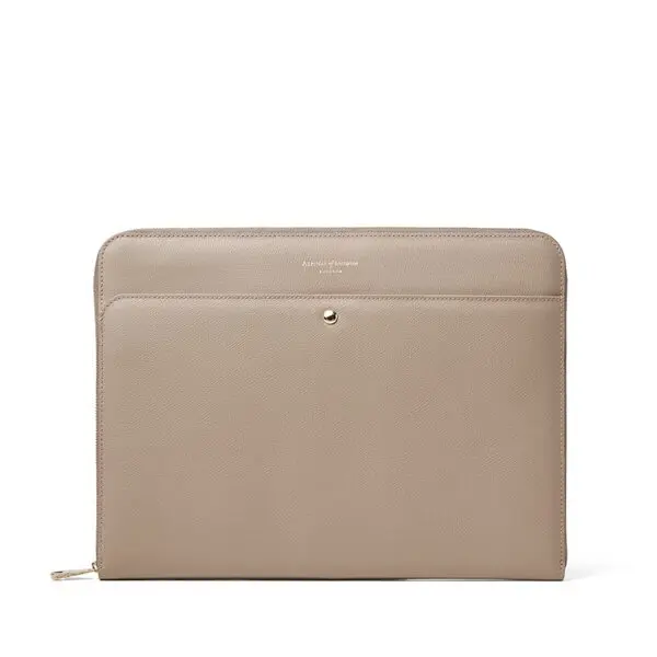 ASPINAL OF LONDON 16-inch Brook Street Folio In Moleskin Soft Saffiano - Neutral