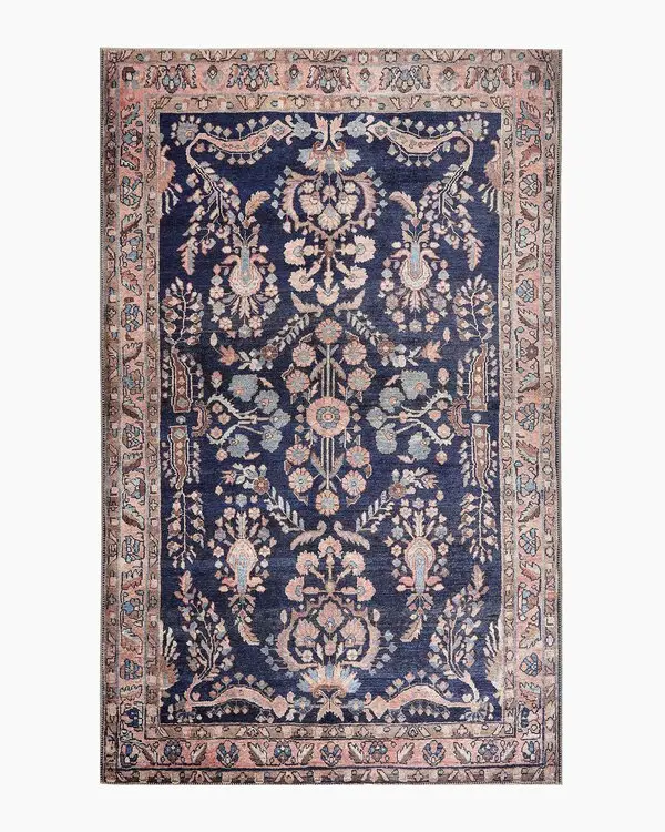 Quince Rosalie Washable Rug - Navy