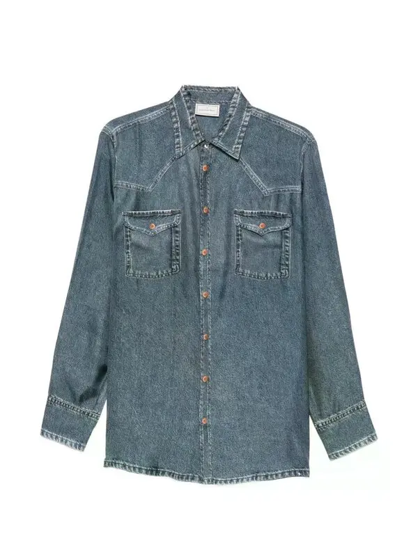 PIERRE-LOUIS MASCIA Washed Denim Western Yoke Shirt