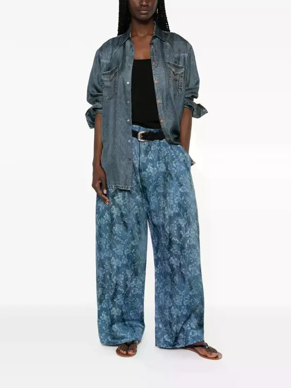 PIERRE-LOUIS MASCIA Washed Denim Western Yoke Shirt