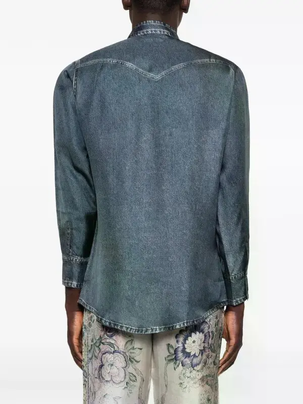 PIERRE-LOUIS MASCIA Washed Denim Western Yoke Shirt