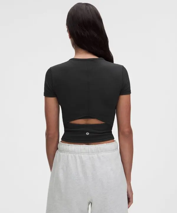 Lululemon All It Takes Ribbed Keyhole Short Sleeve Shirt - Black