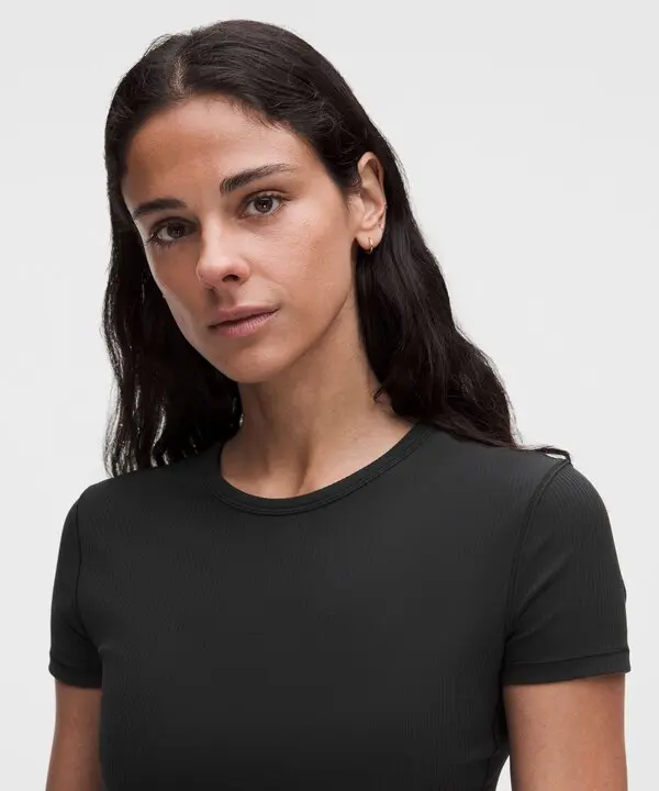 Lululemon All It Takes Ribbed Keyhole Short Sleeve Shirt - Black