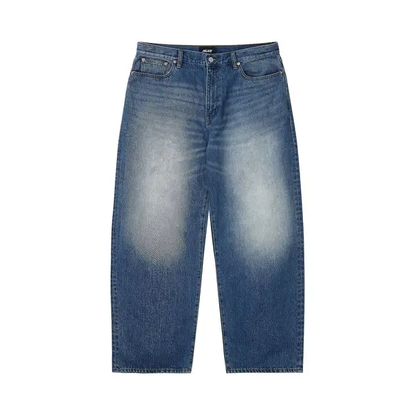 PALACE Le Script P90 Baggy Jean In Distress Wash - Blue