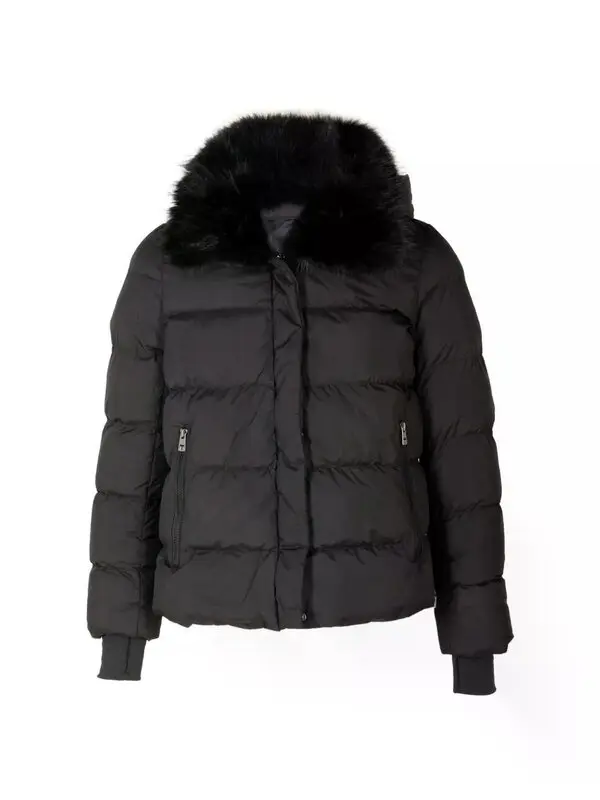Tahari Quilted Puffer Jacket With Detachable Hood And Fur Trim