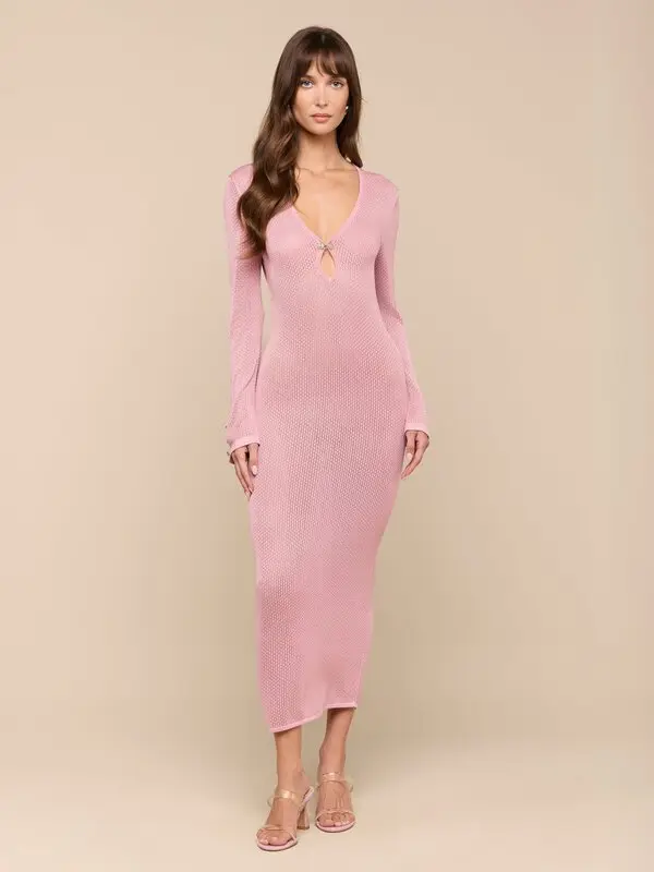 L'Agence Sydney Pointelle Knit Maxi Dress