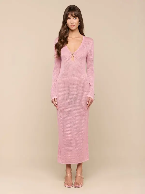 L'Agence Sydney Pointelle Knit Maxi Dress