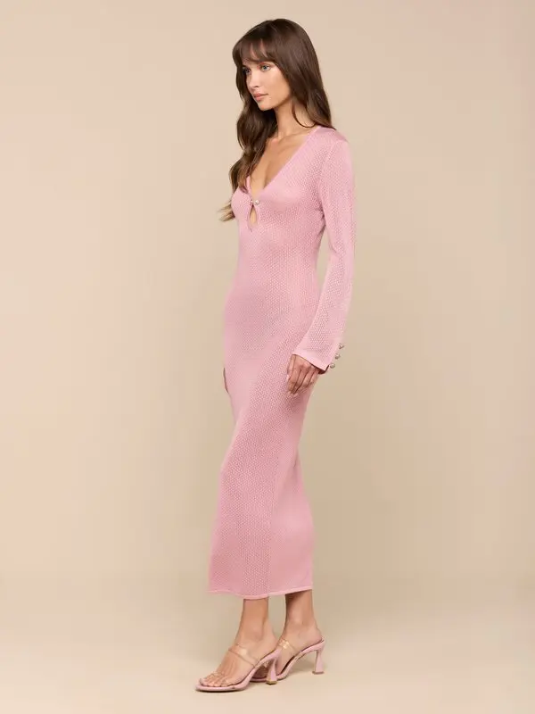 L'Agence Sydney Pointelle Knit Maxi Dress
