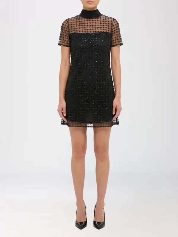Staud Sequined High Neck Mini Dress - Black