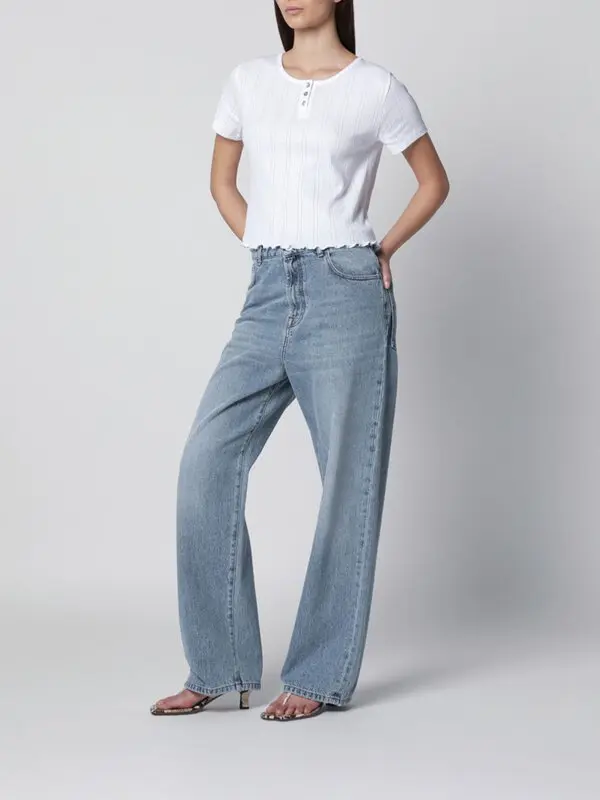 RÓHE Cotton Denim Palazzo Jeans - Blue