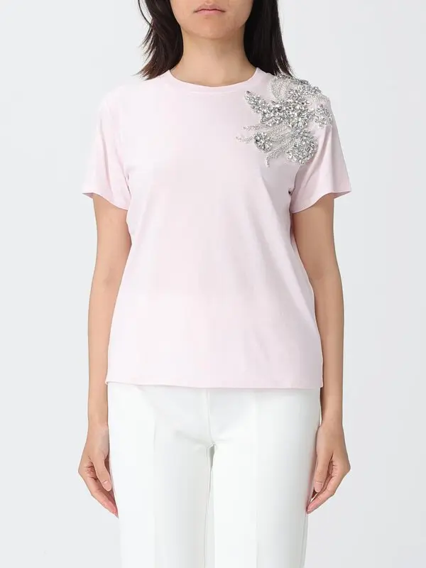 Liu Jo Crystal Embellished Cotton T-shirt - Pink
