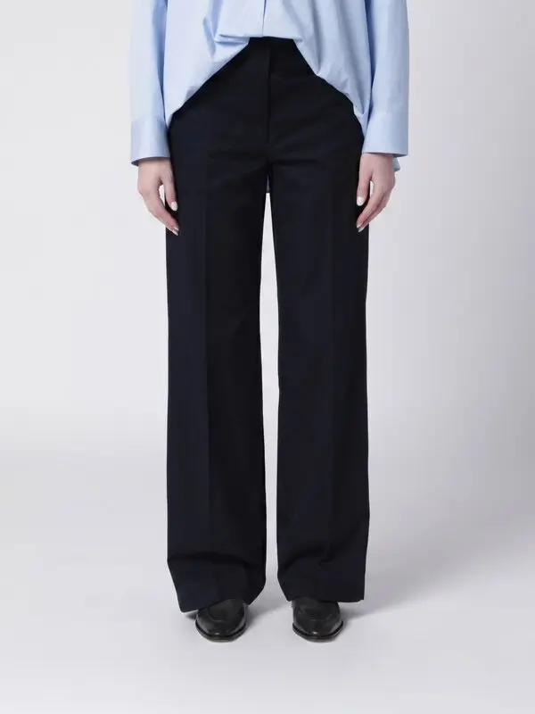 PT TORINO Stretch Cotton Palazzo Trousers - Blue
