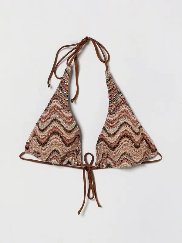 MC2 SAINT BARTH Embroidered Triangle Bikini Top - Brown