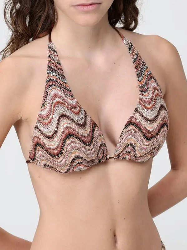 MC2 SAINT BARTH Embroidered Triangle Bikini Top - Brown