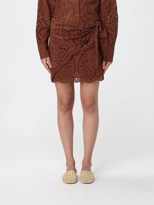 MC2 SAINT BARTH Sangallo Lace Wrap Mini Skirt - Brown
