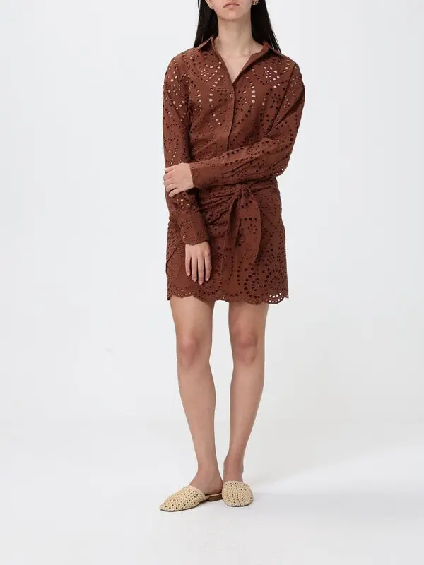 MC2 SAINT BARTH Sangallo Lace Wrap Mini Skirt - Brown