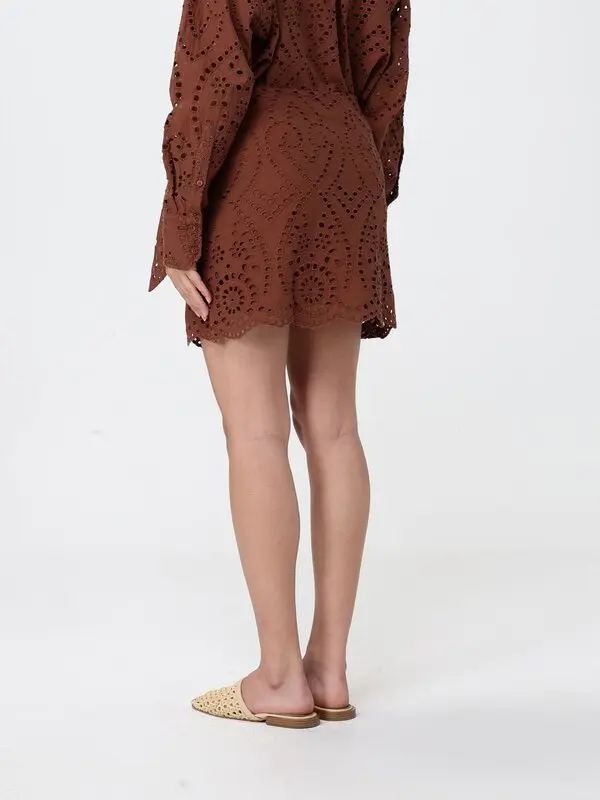 MC2 SAINT BARTH Sangallo Lace Wrap Mini Skirt - Brown