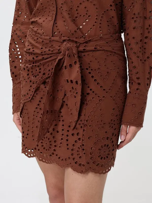 MC2 SAINT BARTH Sangallo Lace Wrap Mini Skirt - Brown