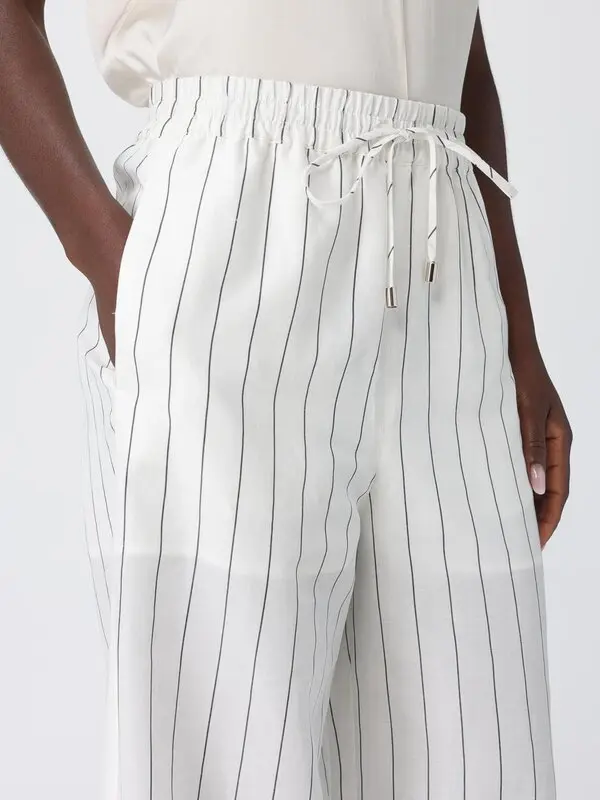 Liu Jo Striped Linen Blend Palazzo Trousers