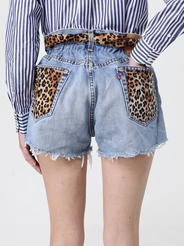 MC2 SAINT BARTH Denim Shorts With Leopard Print Accents