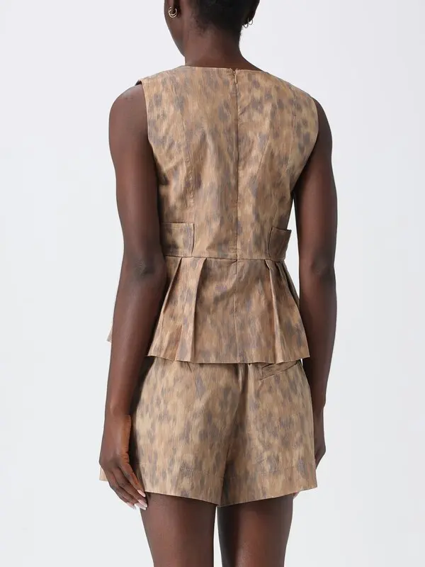 GANNI Cropped Camouflage Top In Organic Cotton - Beige