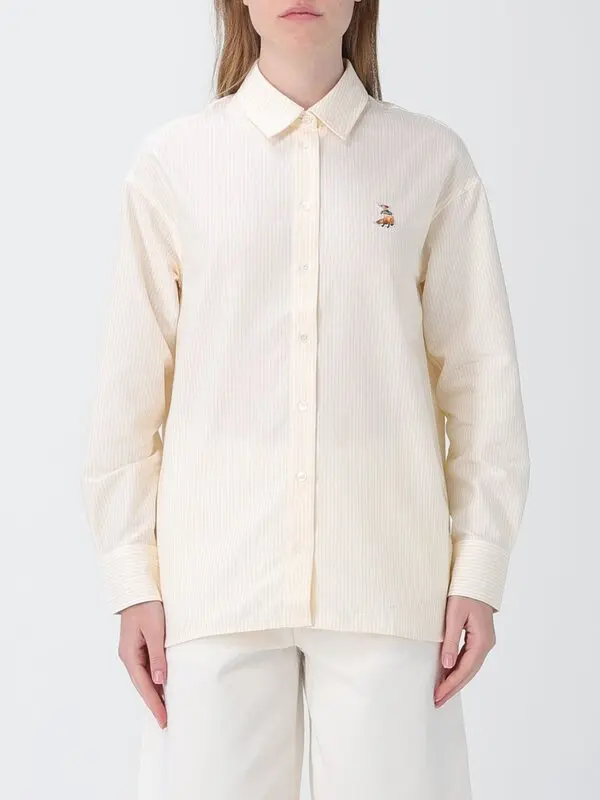 Maison Kitsuné Striped Button-up Shirt With Fox Emblem