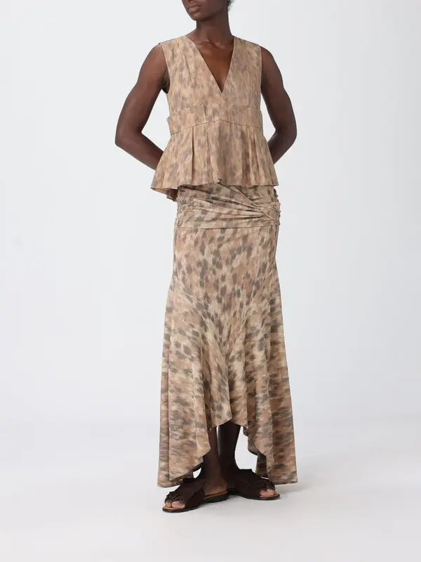 GANNI Camouflage Recycled Polyester Skirt - Beige