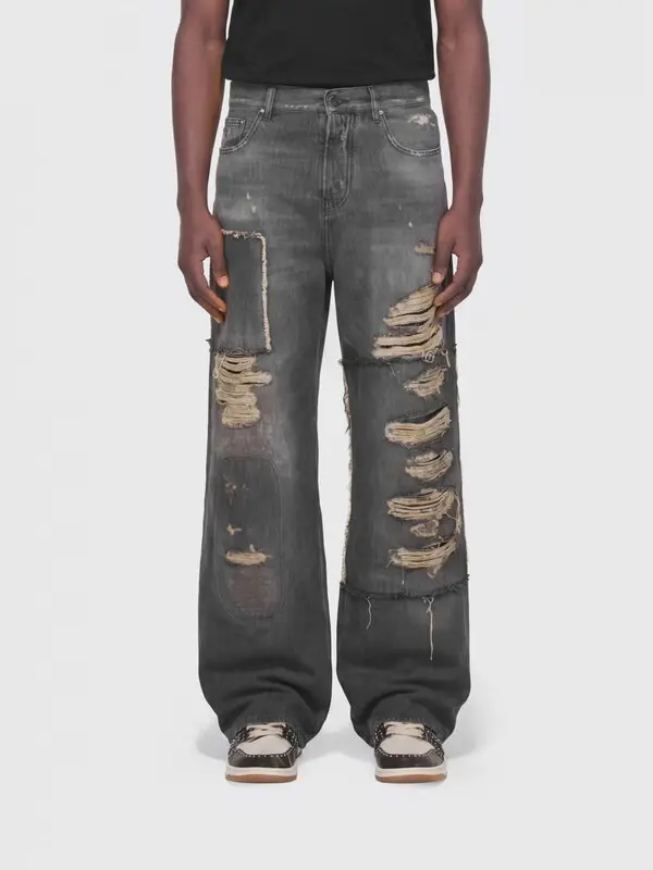 Amiri Distressed Wide-leg Jeans - Black