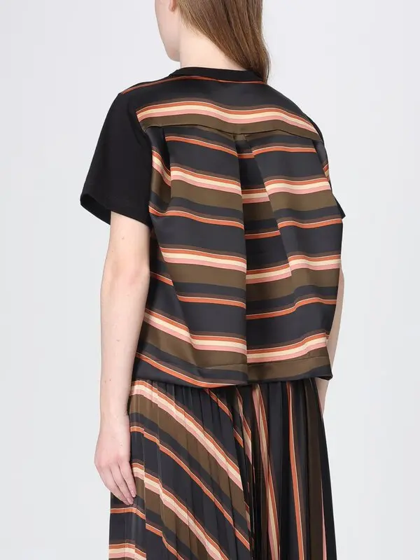 Sacai T-shirt With Paneled Stripes