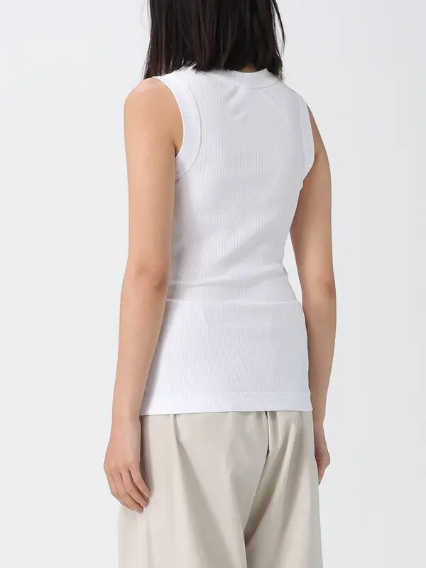 Brunello Cucinelli Ribbed Cotton Sleeveless Top With Logo Detail