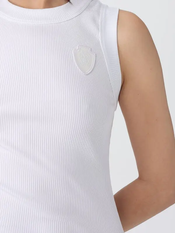 Brunello Cucinelli Ribbed Cotton Sleeveless Top With Logo Detail