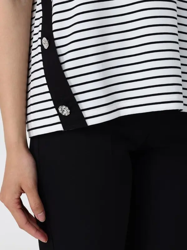 Liu Jo Striped T-shirt With Embellished Buttons
