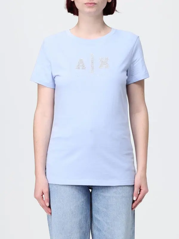 Armani Exchange Embellished Logo T-shirt - Sky Blue