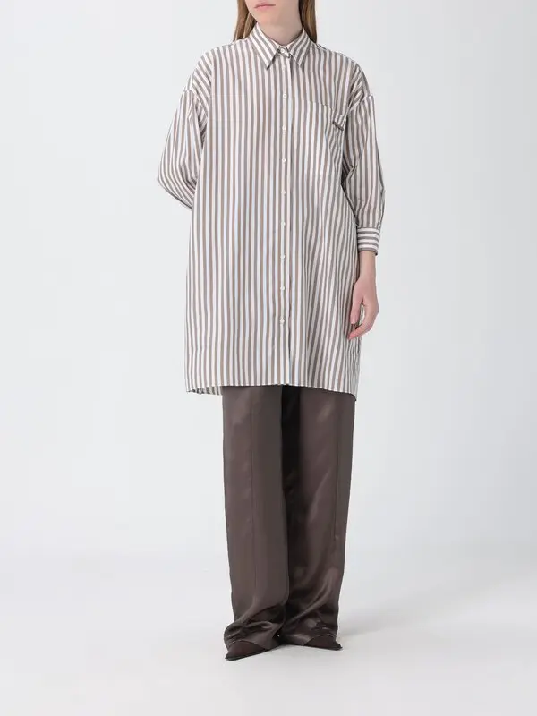 Brunello Cucinelli Striped Cotton And Silk Casual Shirt