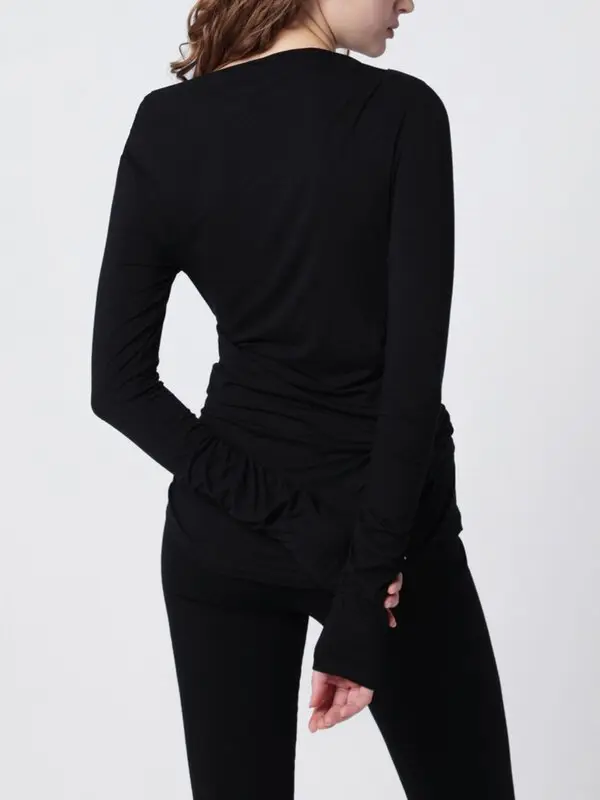 ENTIRE STUDIOS Long Sleeve Ruched Top - Black