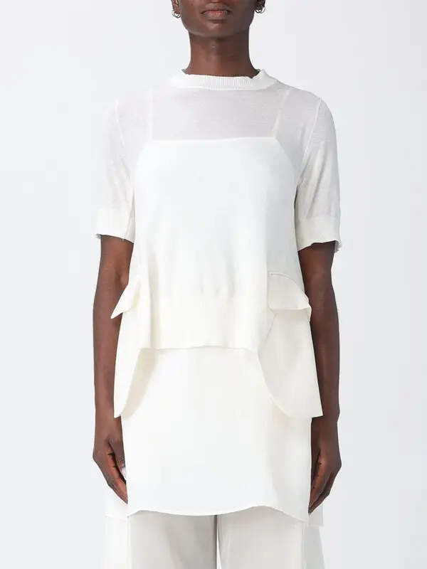 Sacai Cotton Top With Transparent Inserts - White