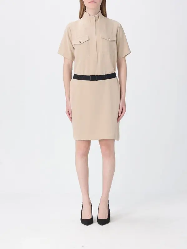 Liu Jo Midi Dress With Mandarin Collar And Belt