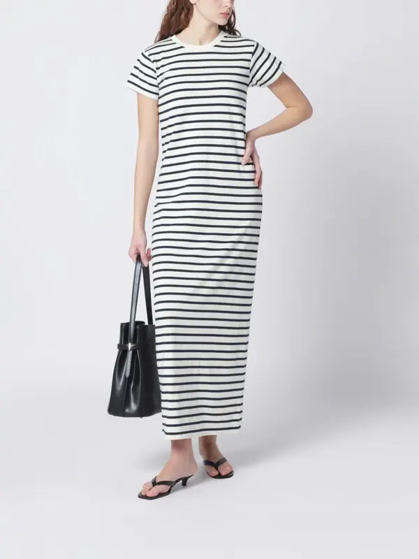 ANINE BING Striped Cotton Midi Dress
