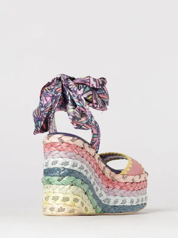 Kurt Geiger Suede And Printed Satin Chelsea Wedge Sandals - Pink