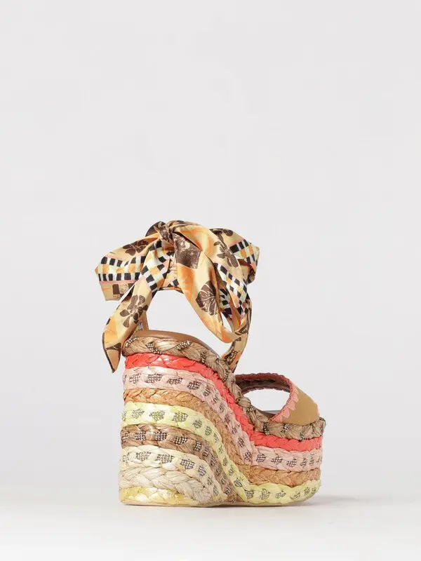 Kurt Geiger Suede And Printed Satin Chelsea Wedge Sandal - Mustard