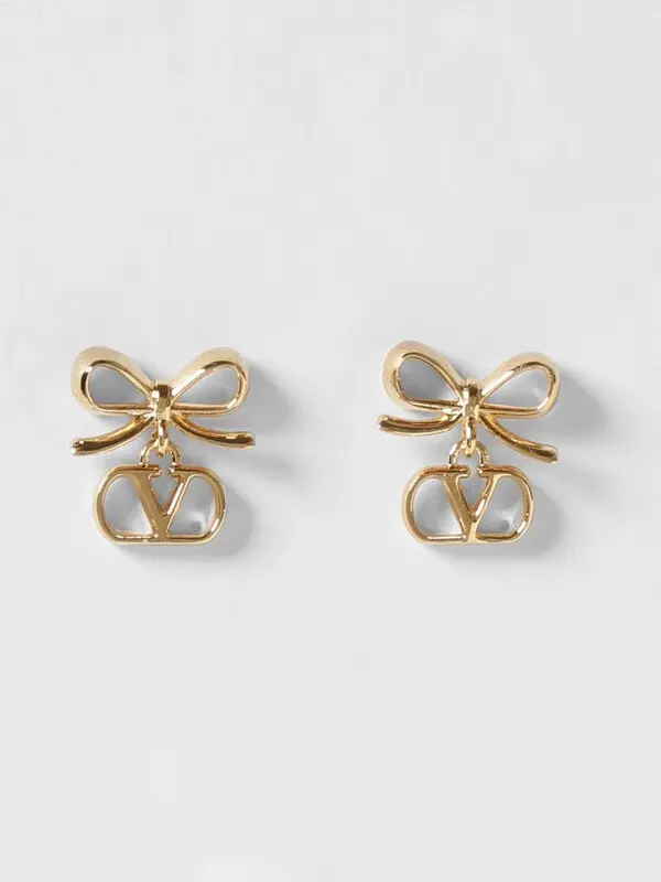 Valentino Garavani Tone Bow And Logo Drop Earrings - Gold