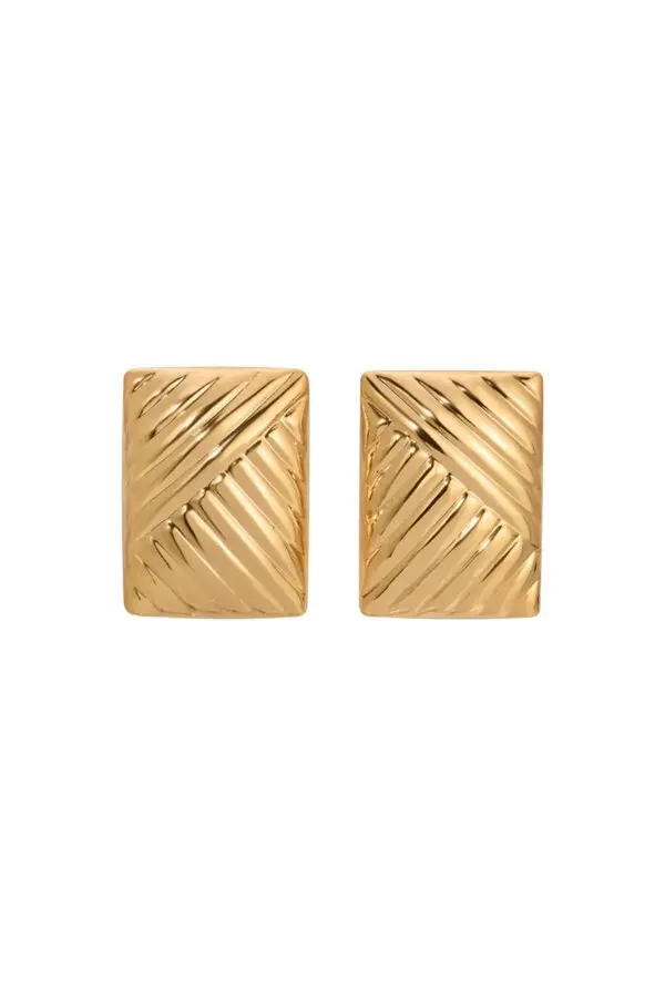 ARELLA Rectangular Textured Earrings - Gold