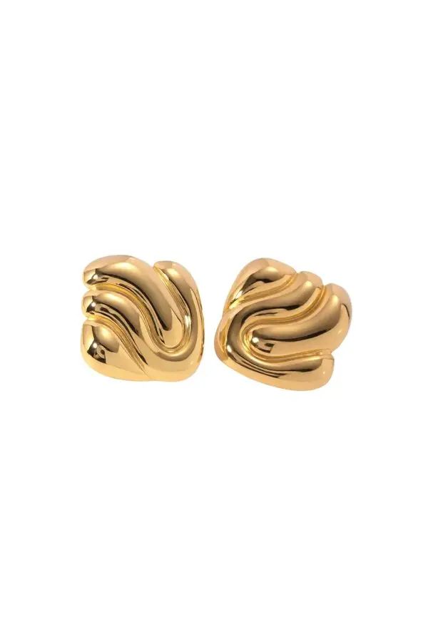 ARELLA Tatiana Sculptural Square Earrings - Natural