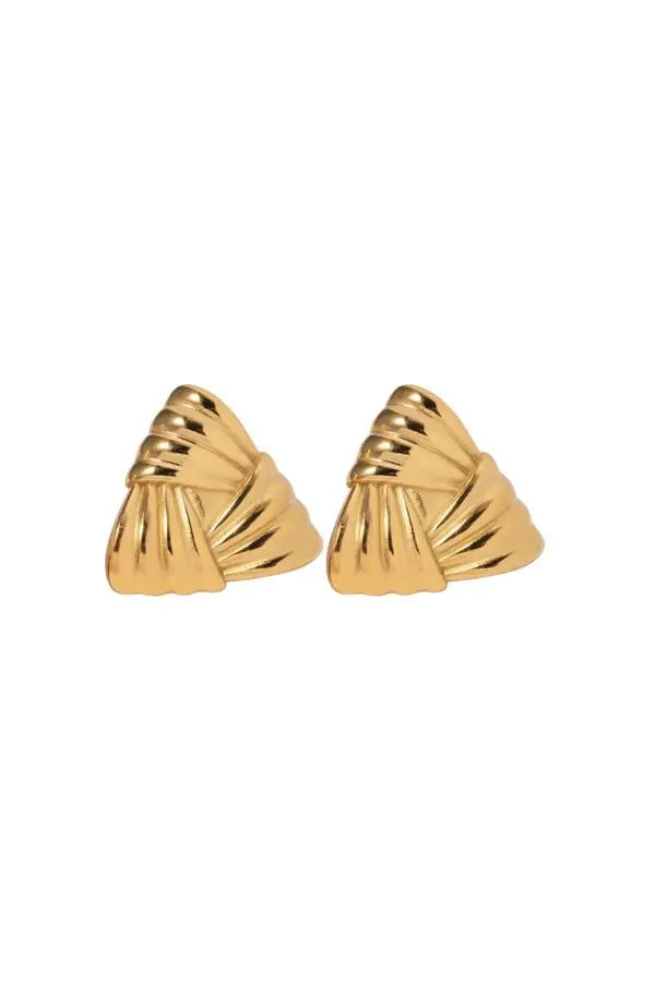 ARELLA Tria Sculptural Statement Earrings - Gold