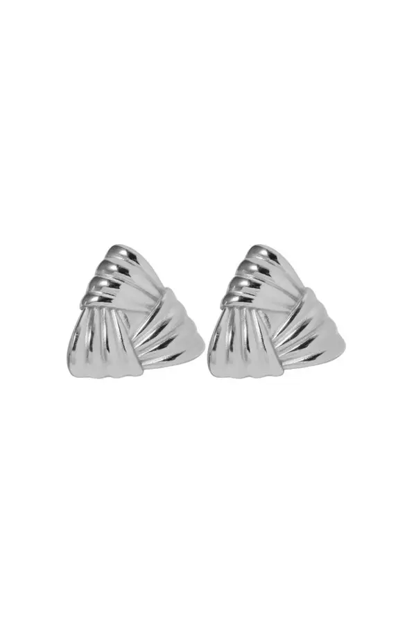 ARELLA Tria Sculptural Triangle Earrings - Red