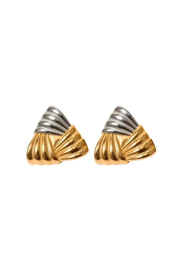 ARELLA Tria Sculptural Statement Earrings - Natural