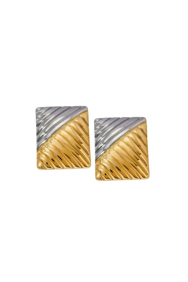 ARELLA Zara Mixed Metal Stud Earrings - Gold