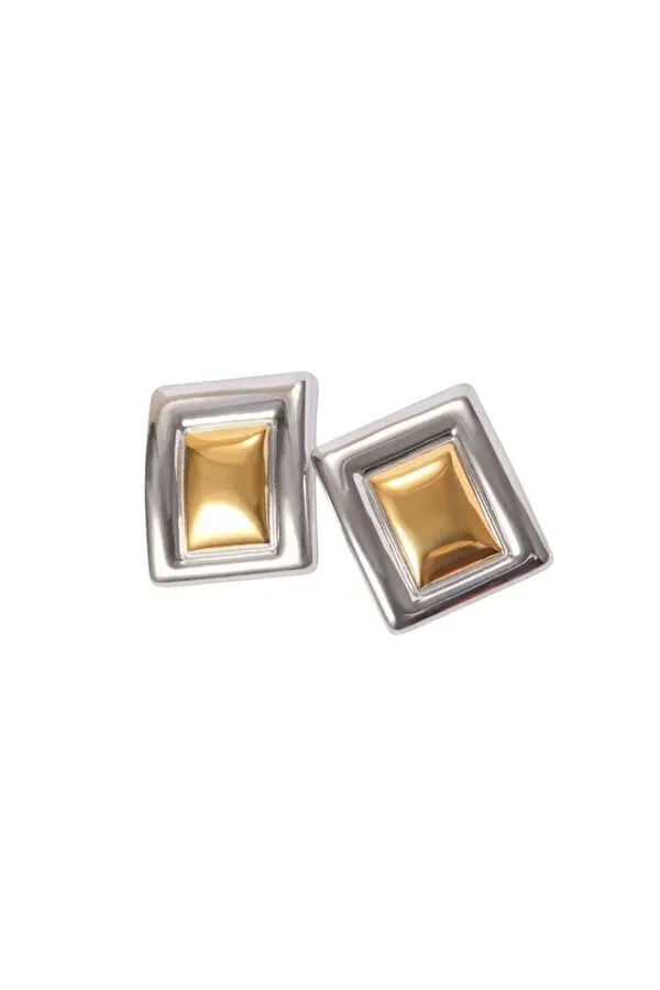 ARELLA Reine Mixed Metal Plate Sculptural Earrings - Denim