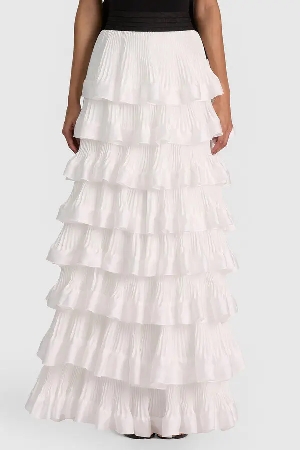 Alice + Olivia Avana Bow Back Tiered Gown Skirt