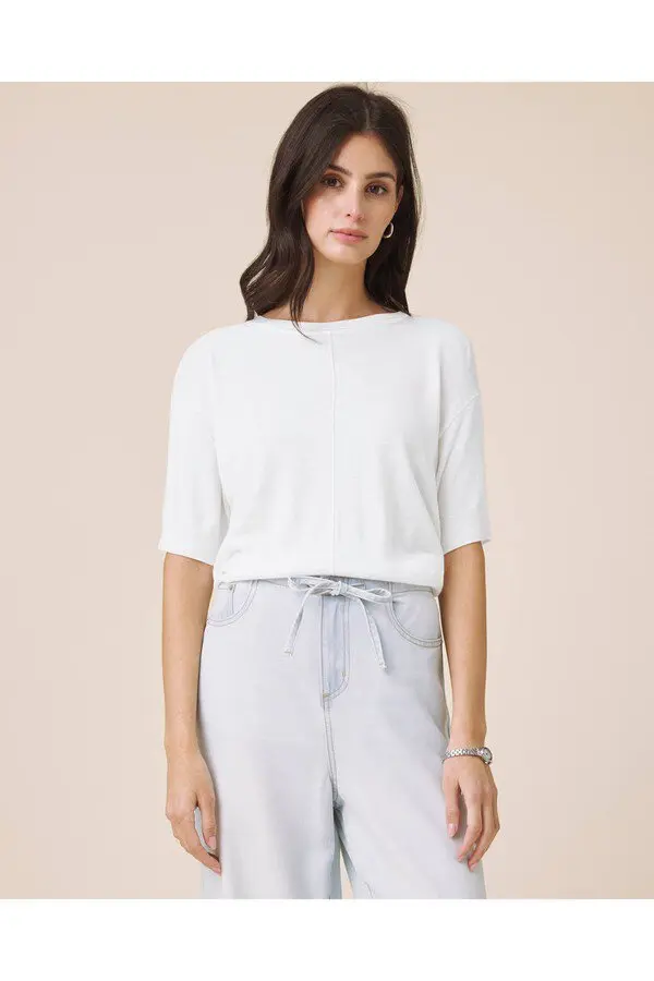 Splendid Erica Short Sleeve Sweater - White
